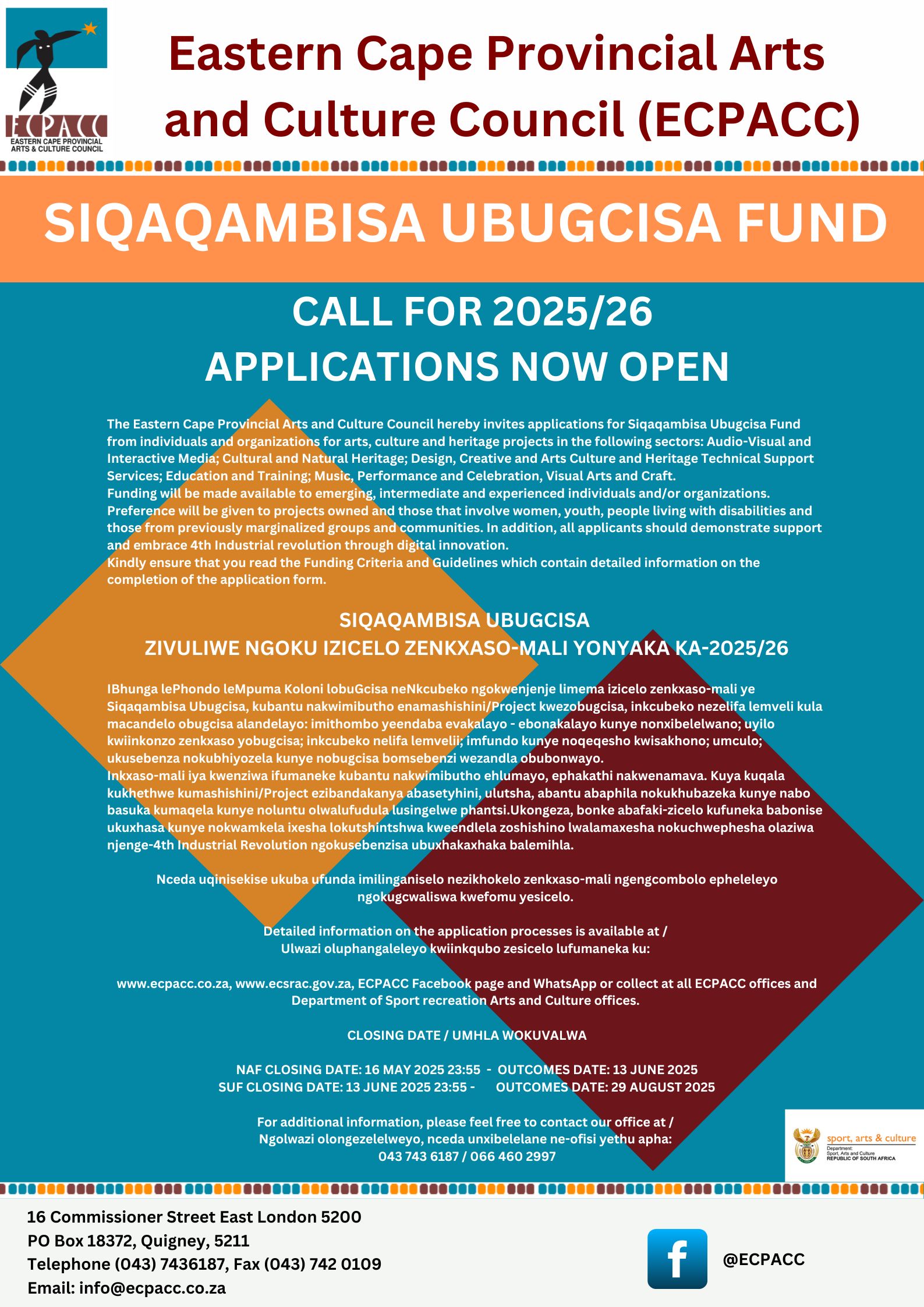 ECPACC · Eastern Cape Provincial Arts and Culture Council · Home